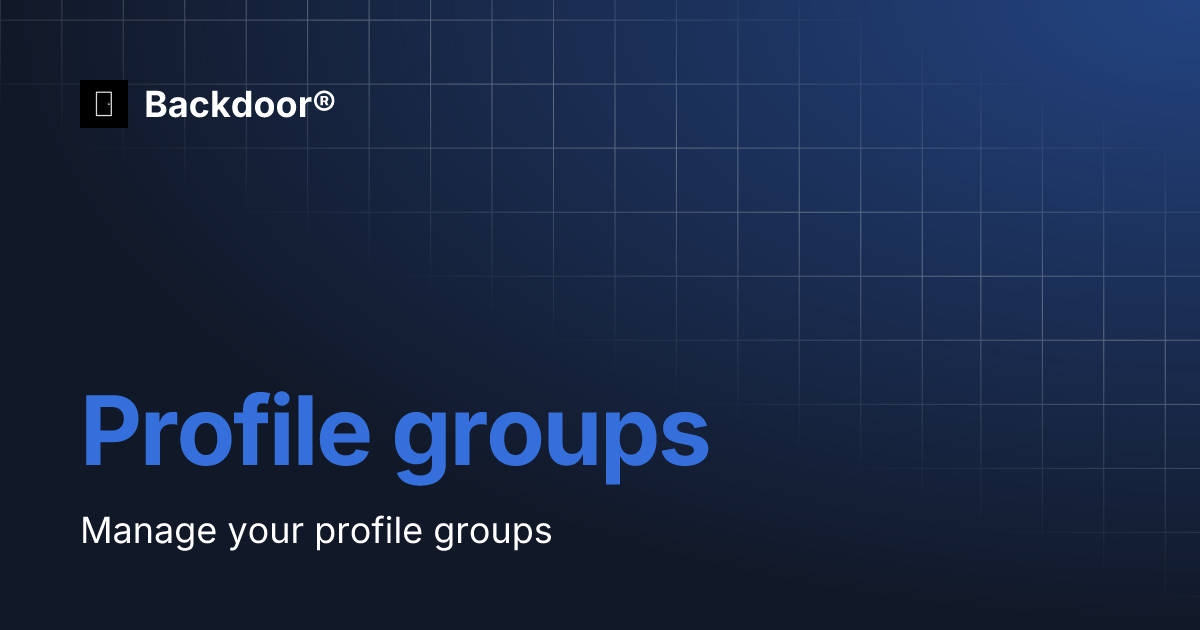 Profile groups | Backdoor®